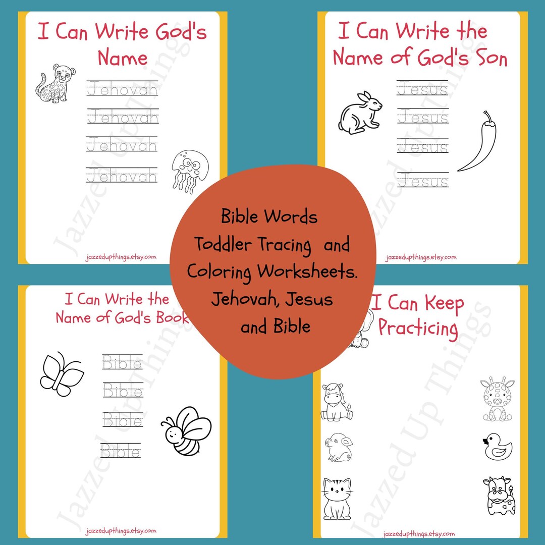 JW Bible Words Toddler Tracing Worksheet, Jehovah, Jesus and Bible. JW ...