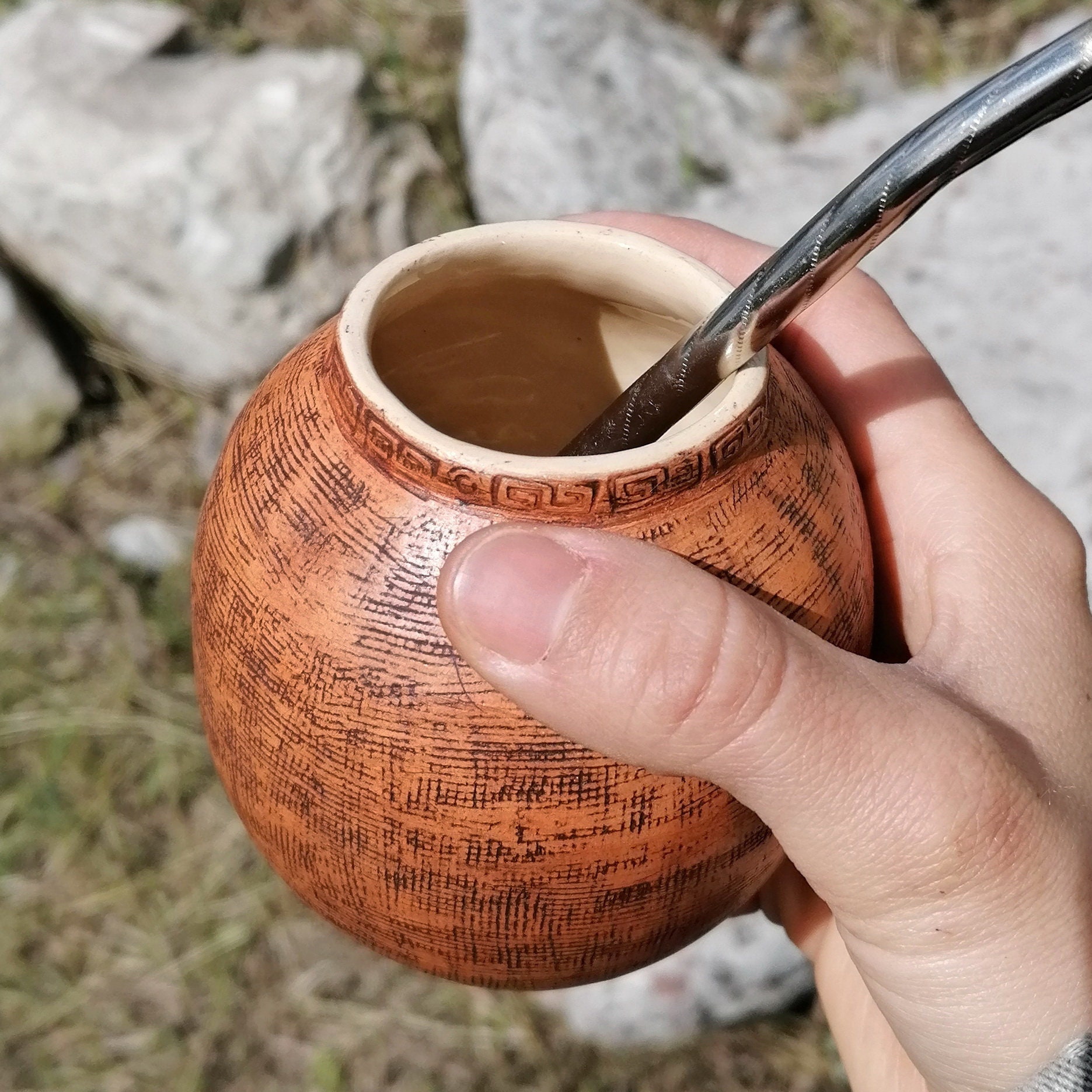 Ceramic Yerba Mate Cup, Mate Gourd Rustic Style, Small Handbuilt Vase ...