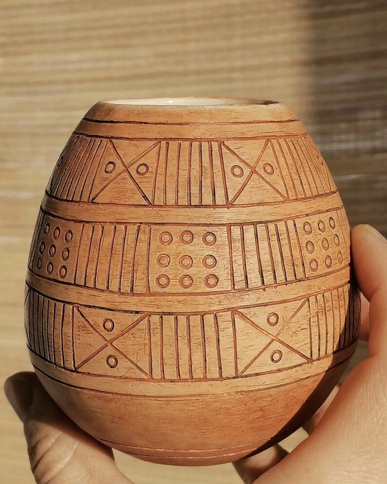 Yerba Mate Ceramic Bowl, Ceramic Gourd With Peruvian Inca Pattern, Mate ...