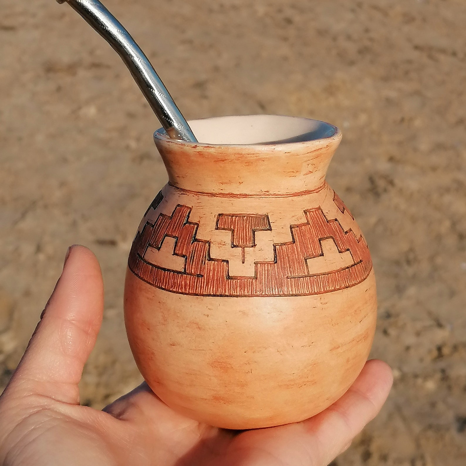 Yerba Mate Ceramic Gourd Ceramic Calabash With Pyramids | Etsy