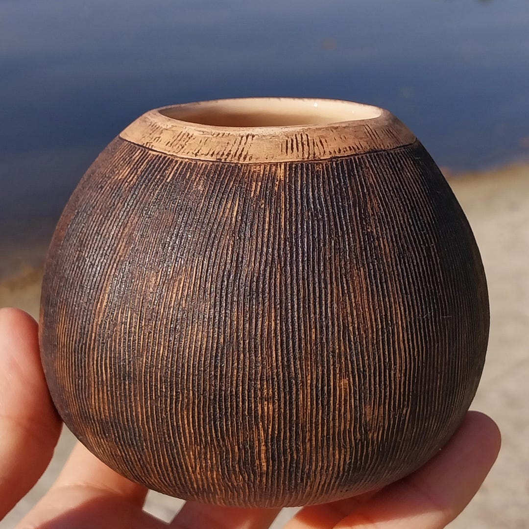 Mate Cup Rustic Style, Yerba Mate Ceramic Gourd, Ceramic Small Vase in ...