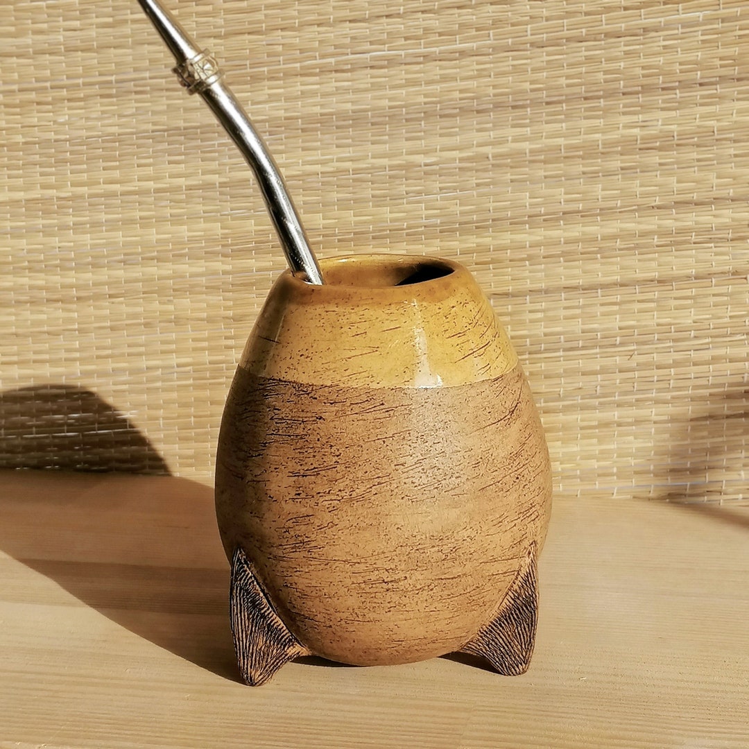 Ceramic Mate Cup With 3 Feet, Yerba Mate Ceramic Gourd - Etsy