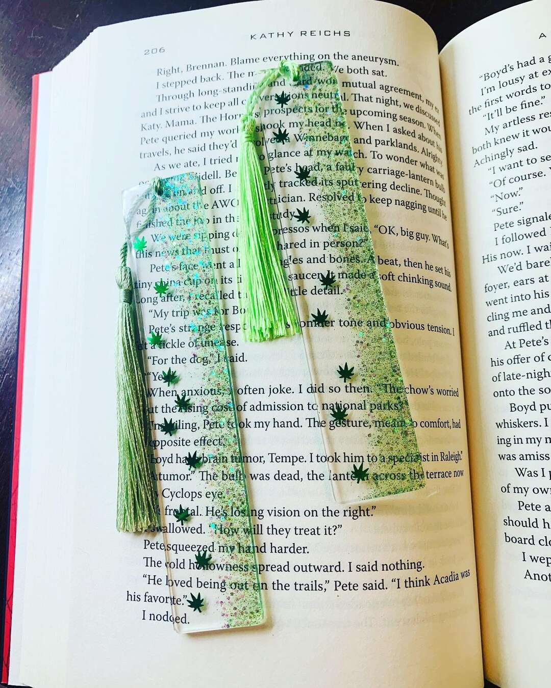Green Pot Leaf Bookmarks Green Glitter A Readers Gift Unique Gift Green ...