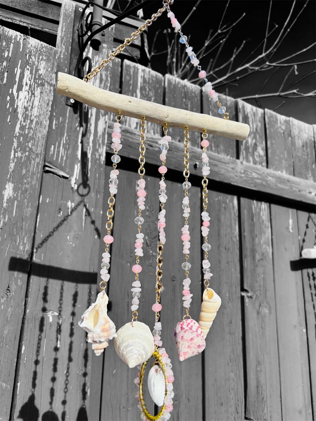 Rose Quartz Sun Catcher - Gold Accents - One of a Kind Home Decor ...