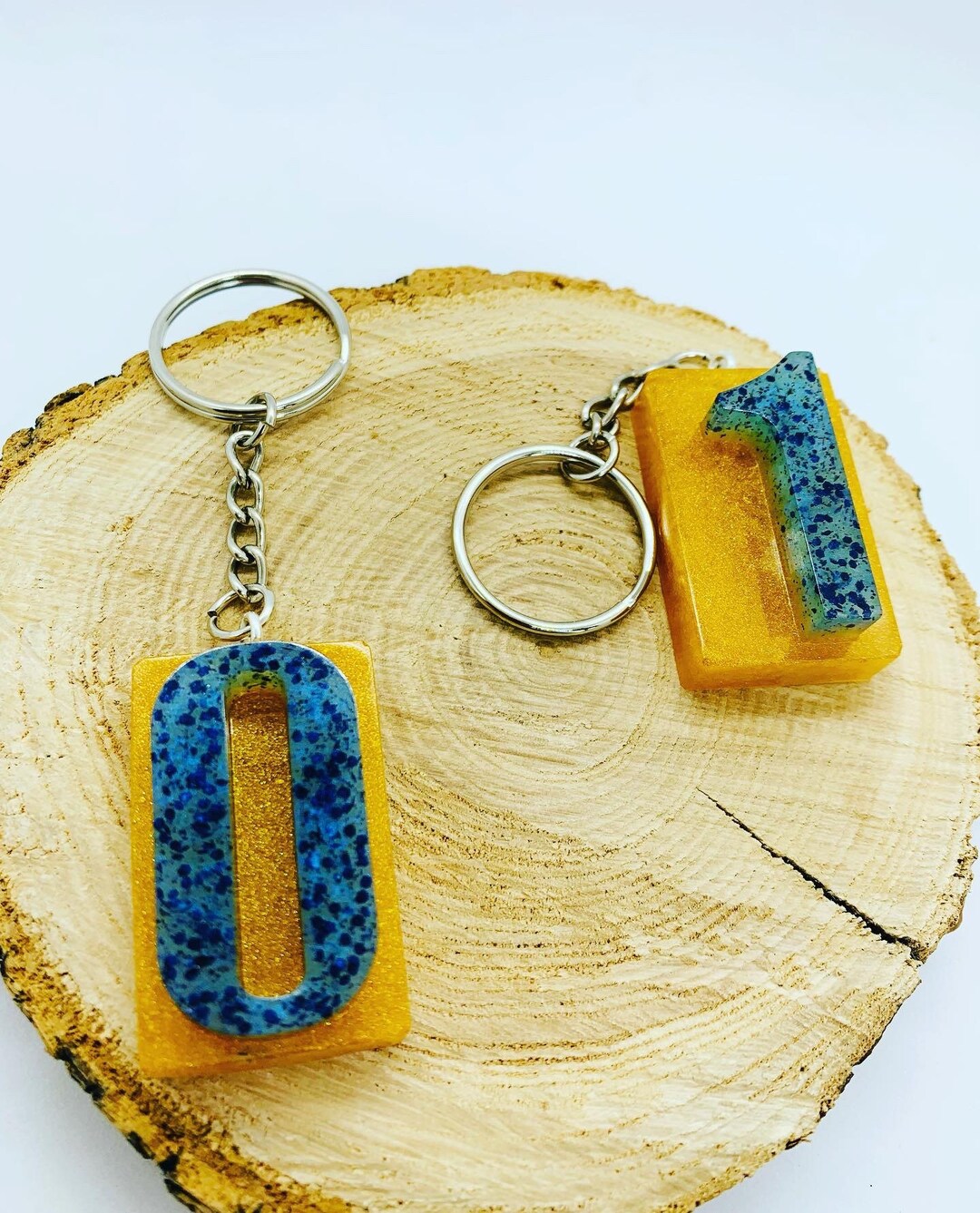 Limited Edition Block Number Keychains Blue and Black Number Shimmering ...