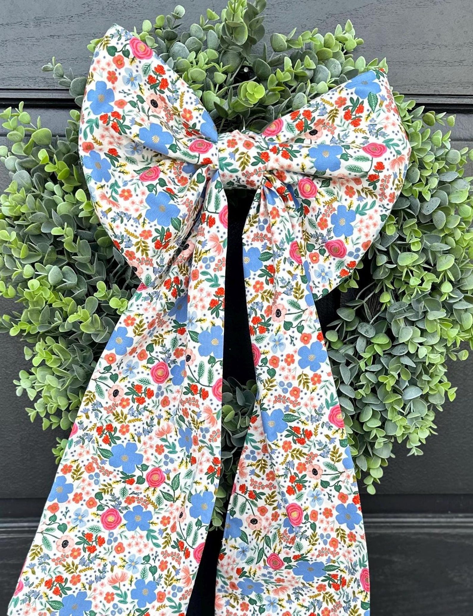 Large Happy Floral Bow Floral Rifle Paper Co. Bow for Wreath Spring ...