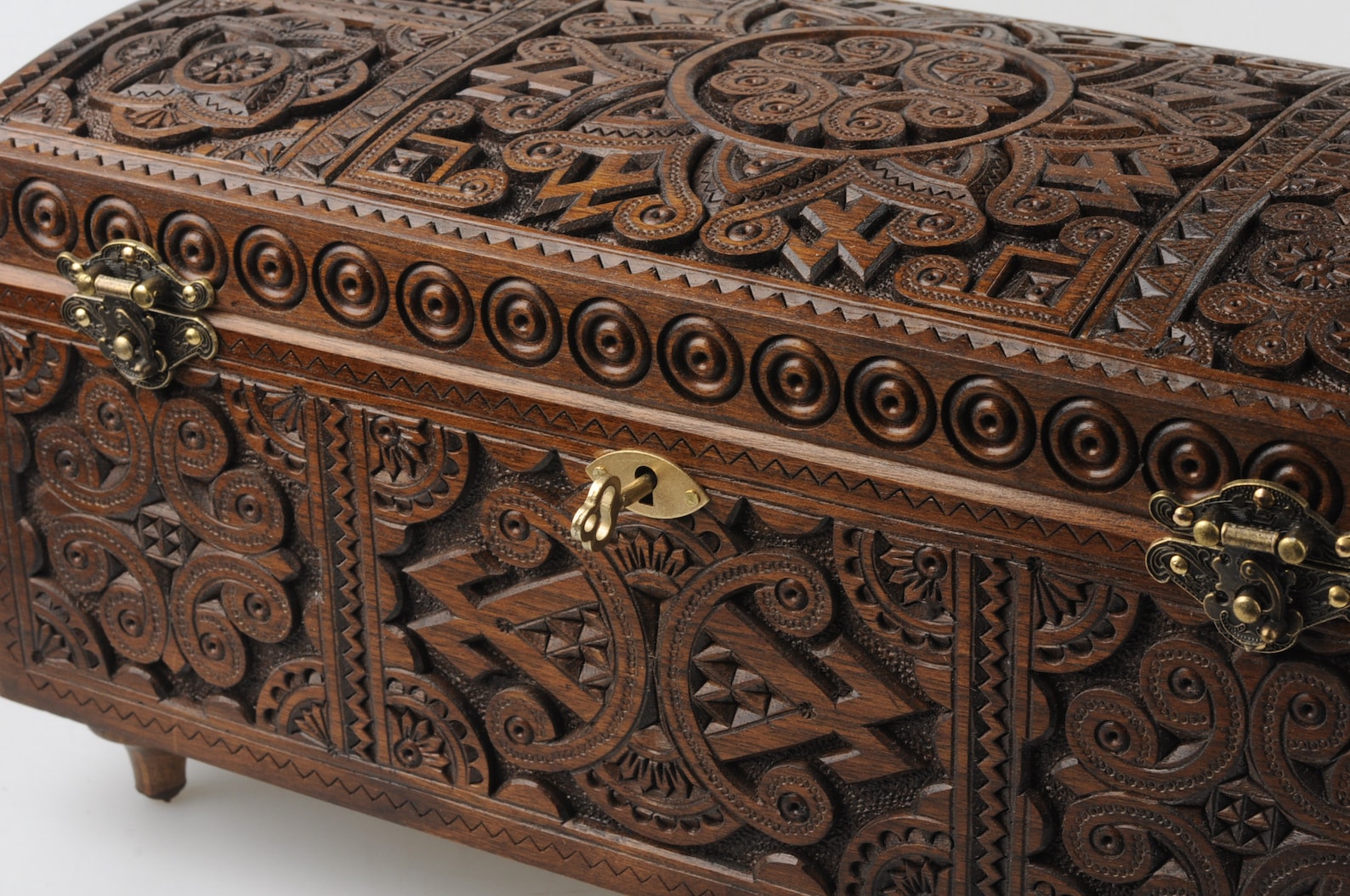 Carved Wooden Coffer, Large Wooden Box, Wood Jewelry Box, Jewelry Case ...