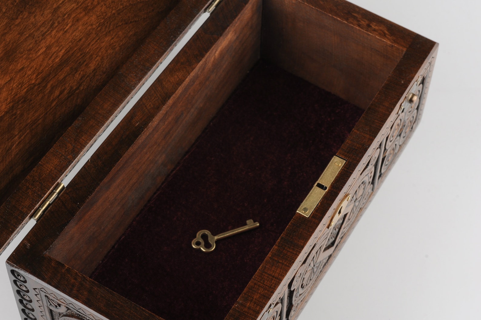 Wood Jewelry Box With Key сarved Wood Box Jewelry Box | Etsy