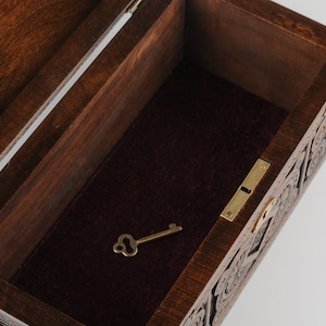 Wood Jewelry Box With Key, сarved Wood Box, Jewelry Box, Wooden Box ...