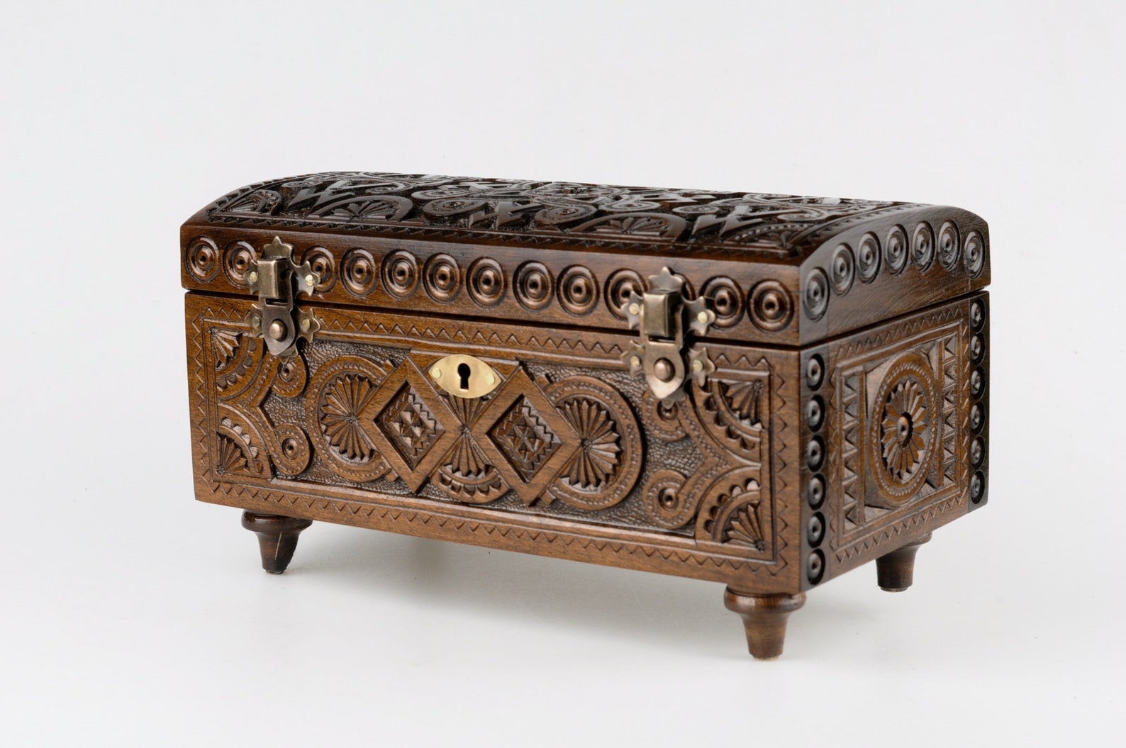 Wooden Box Carved Jewelery Box With Key Jewelry Case Wooden | Etsy