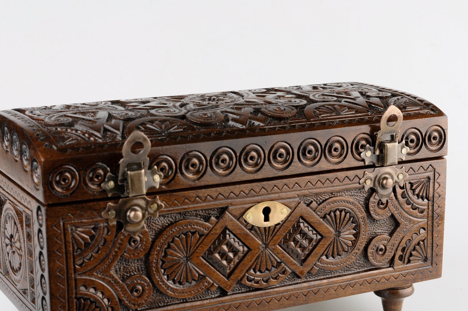 Wooden Box Carved Jewelery Box With Key Jewelry Case Wooden | Etsy