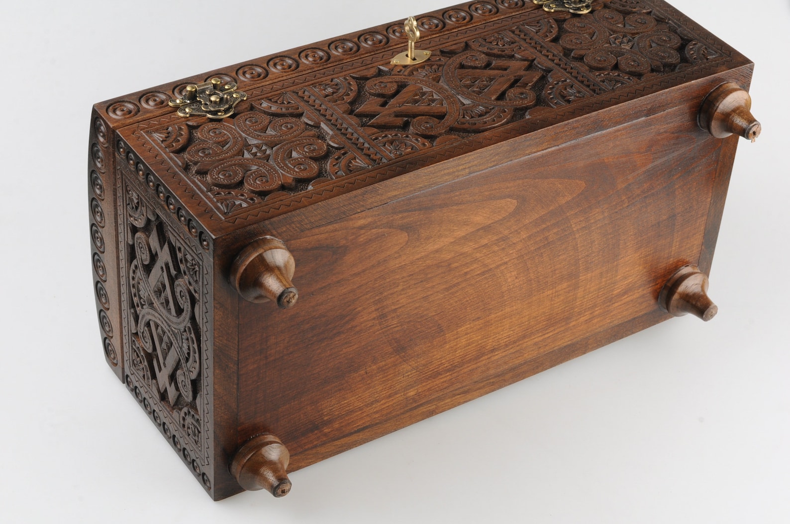 Carved Wooden Coffer, Large Wooden Box, Wood Jewelry Box, Jewelry Case ...