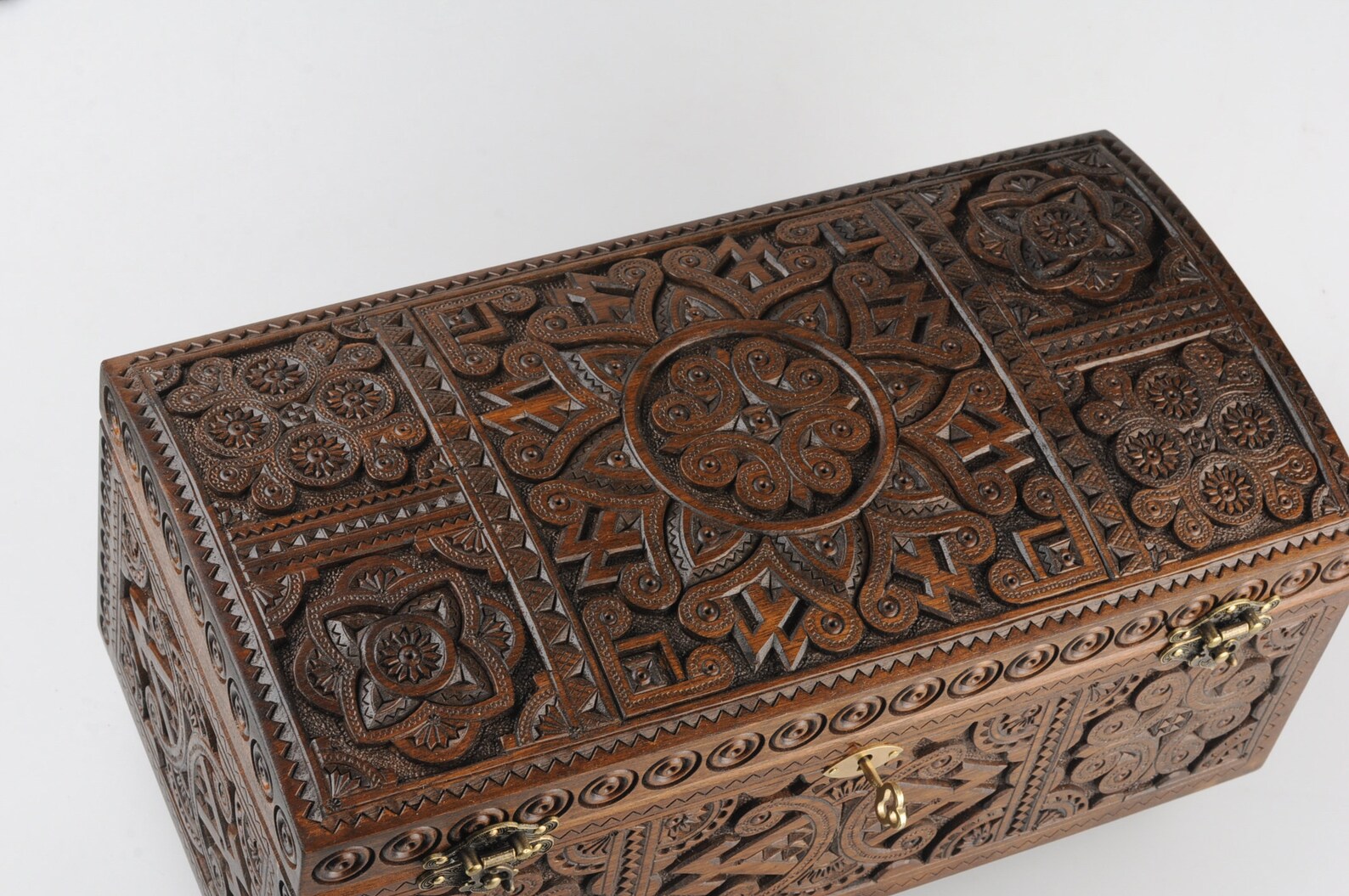 Carved Wooden Coffer, Large Wooden Box, Wood Jewelry Box, Jewelry Case ...