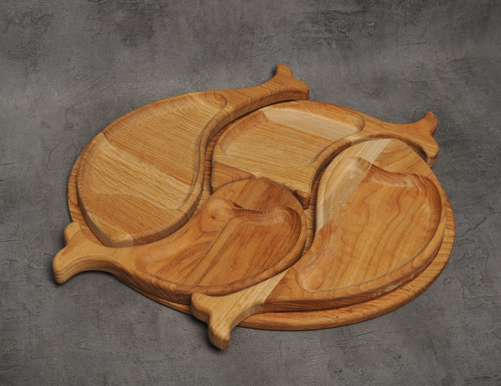 Wooden Serving Set in Shapes of Fish Wooden Tray With Bowls - Etsy