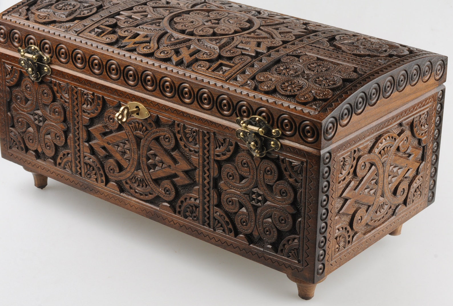 Carved Wooden Coffer, Large Wooden Box, Wood Jewelry Box, Jewelry Case ...