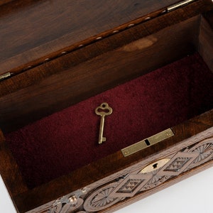 Wooden Box Carved, Jewelery Box With Key, Jewelry Case Wooden, Wood ...