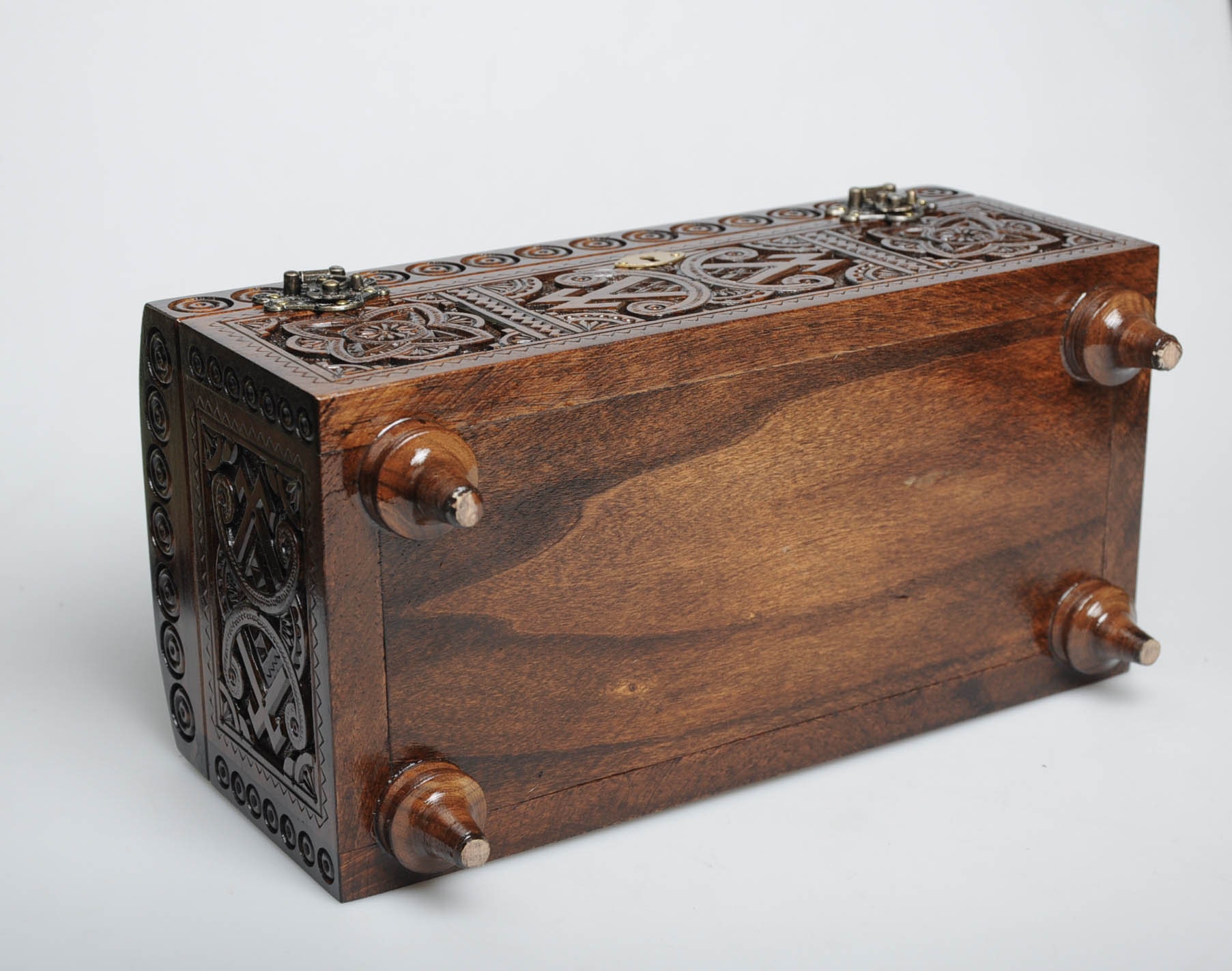 Сarved Wood Coffer Large Wooden Box Wood Jewelry Box | Etsy