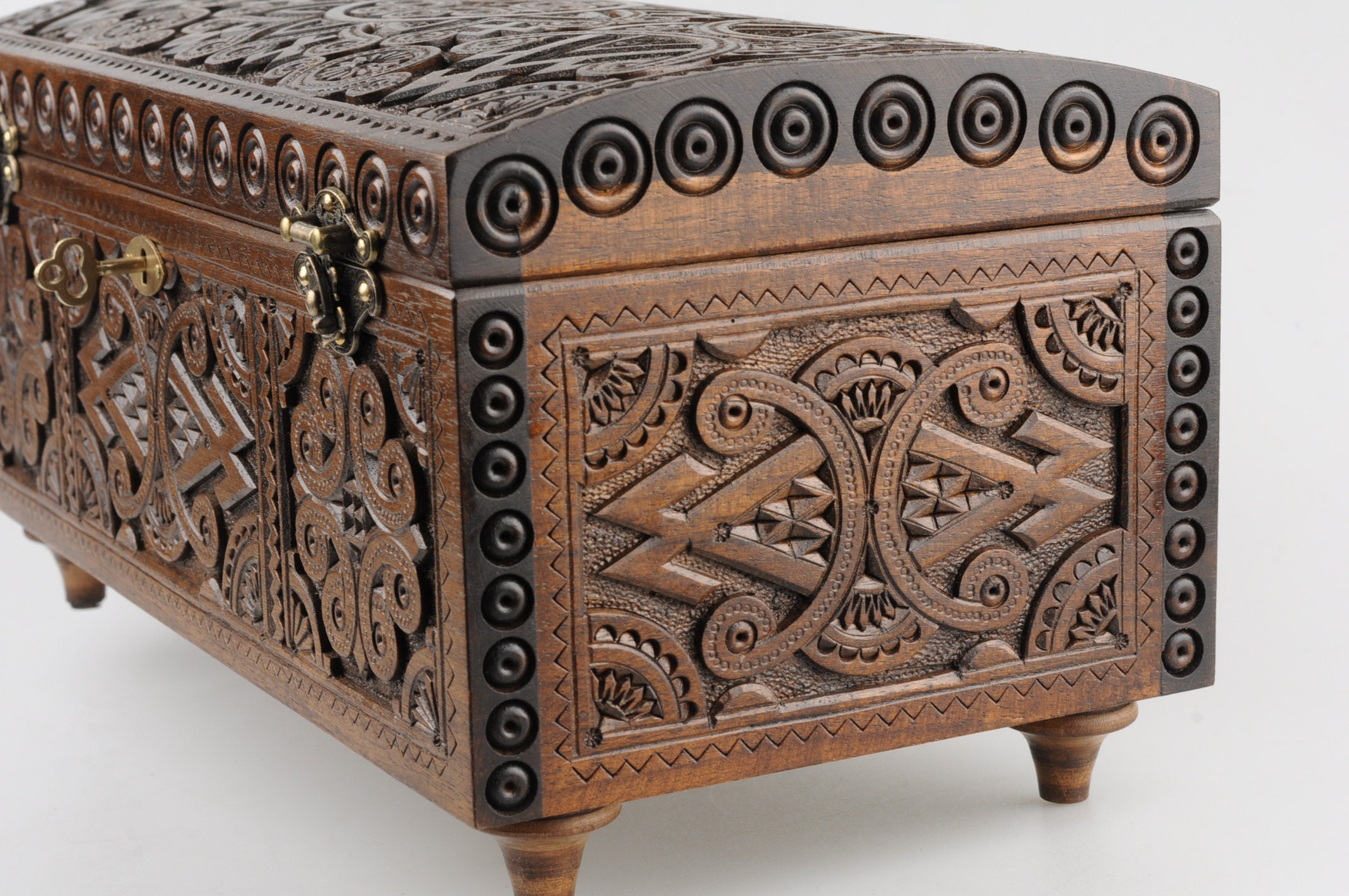 Large Wooden Box Carved Wood Coffer Wood Jewelry Box - Etsy