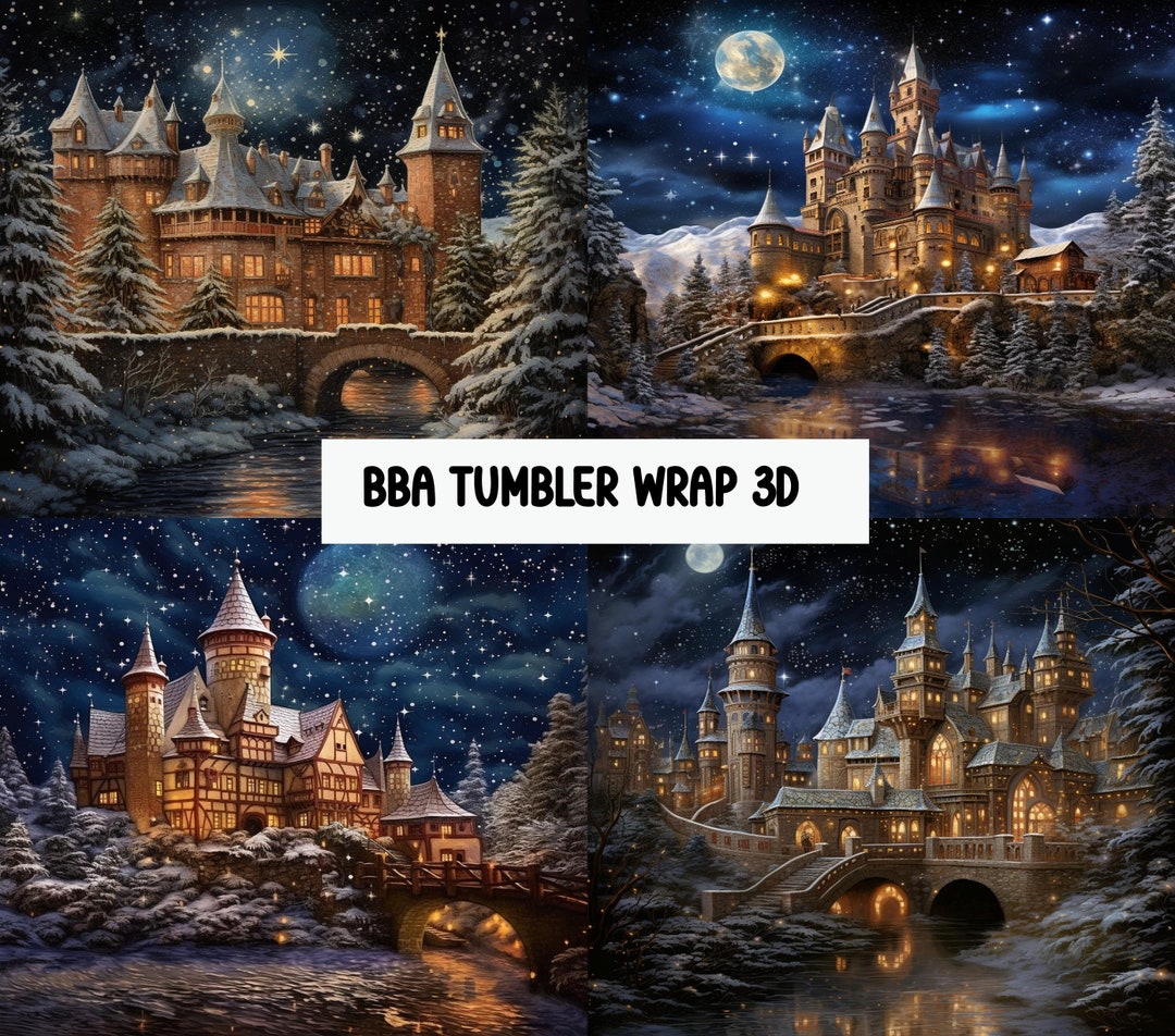Winter Castles at Night Printable Wraps for Tumblers Instant - Etsy