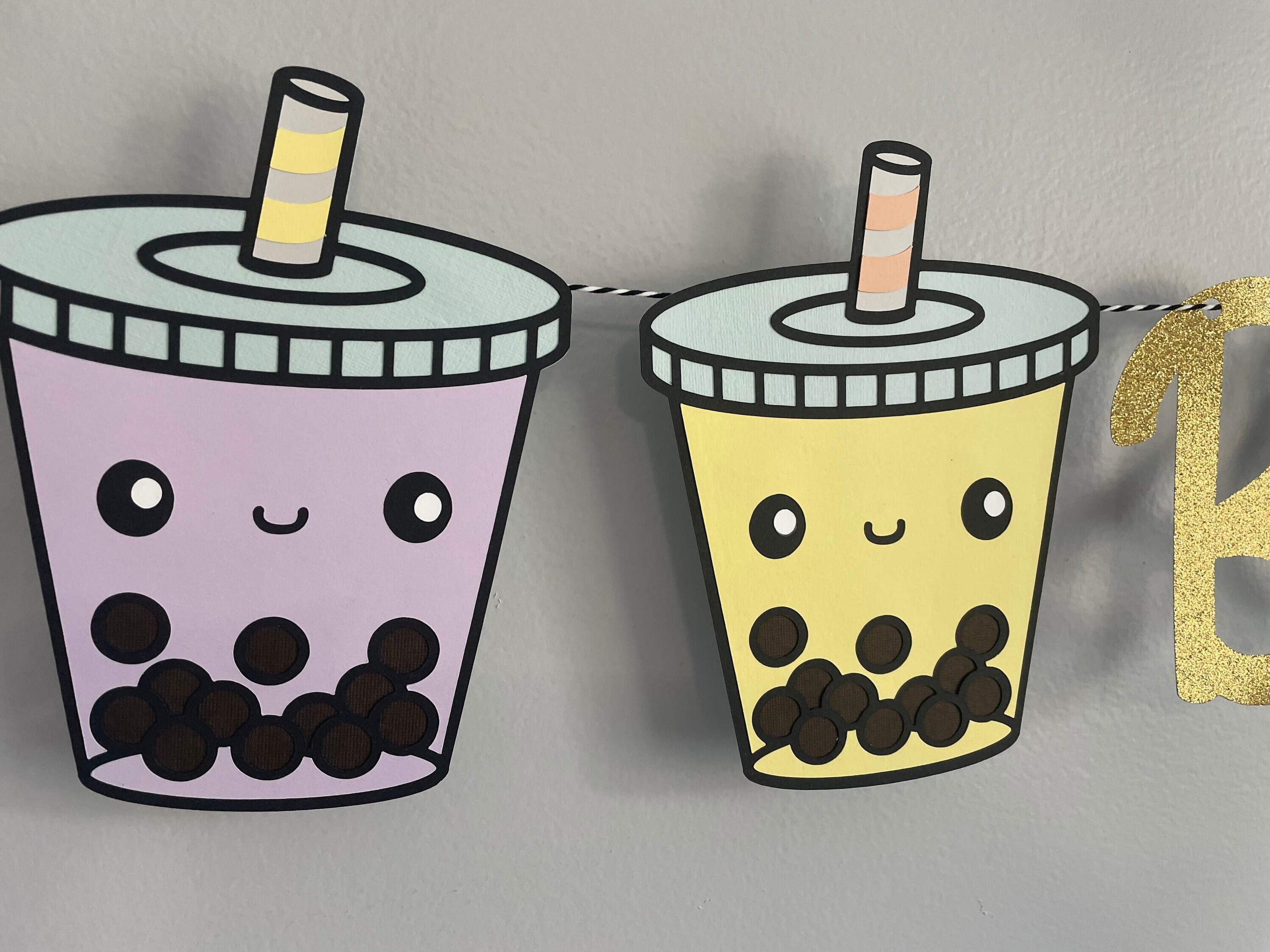 Personalized Bubble Tea Inspired Banner // Boba Themed Party - Etsy