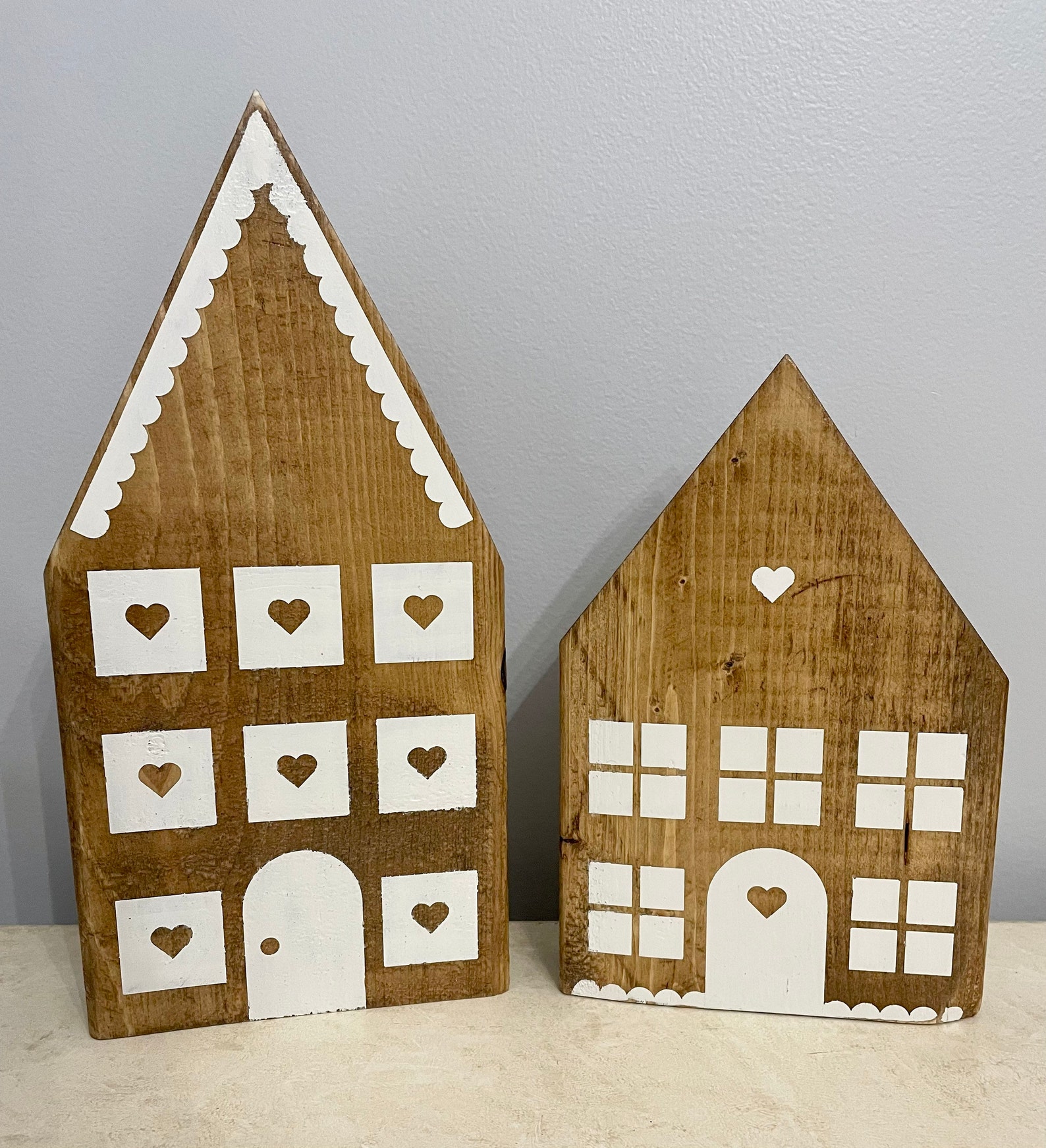 Handcrafted Wooden House // Wood Village // Christmas Farmhouse Homes ...