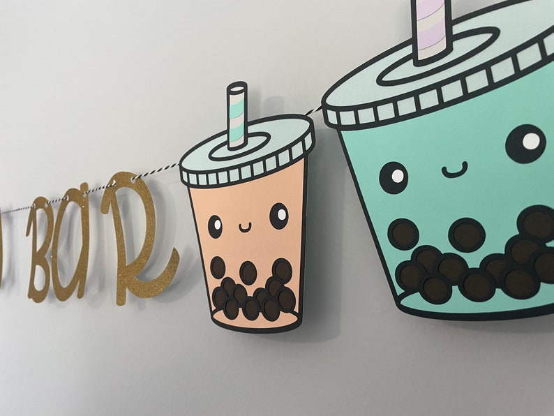 Personalized Bubble Tea Inspired Banner // Boba Themed Party - Etsy