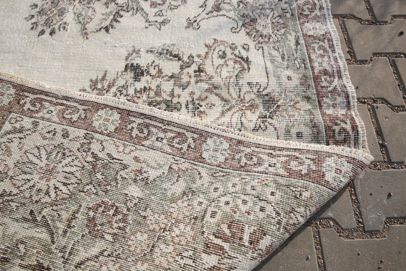 Distressed rug floor rug sun muted rug blue rugs turkish | Etsy