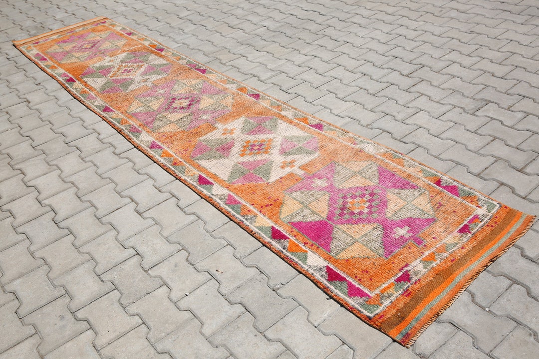 RUNNER RUG 3x12,vintage Runner,peach Color Runner,turkish Runner,woven ...