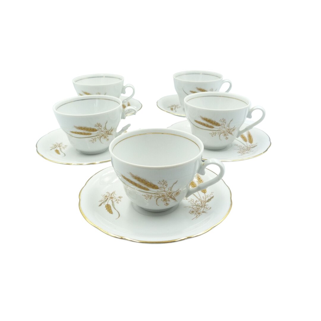 Vintage KAHLA GDR Porcelain Tea Cups, Set of 5 Wheatgrass Tea Cup Set, Made in Germany - Etsy