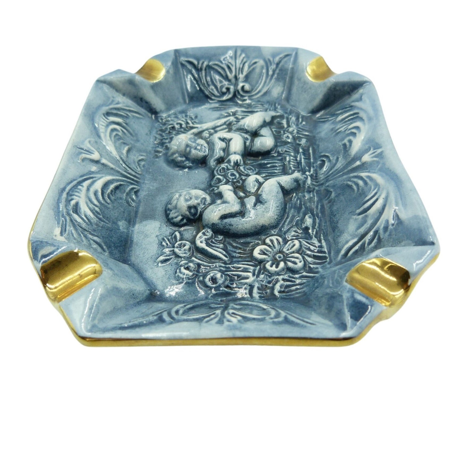 Vintage Ashtray R. Capodimonte Blue Cherub Ashtray - Etsy