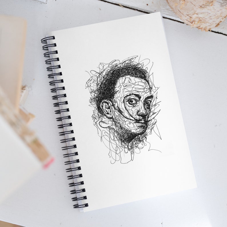 Salvador Dali Scribbles Spiral Notebook - Etsy