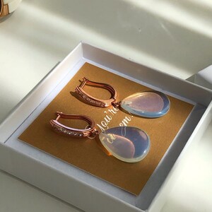 Statement Opalite Earrings, Rose Gold Zircon Earrings, Visit to See ...