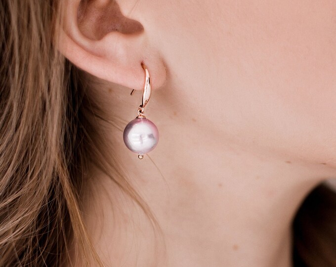 Luxury Round Pink Pearl Earrings for Women Confession - Etsy