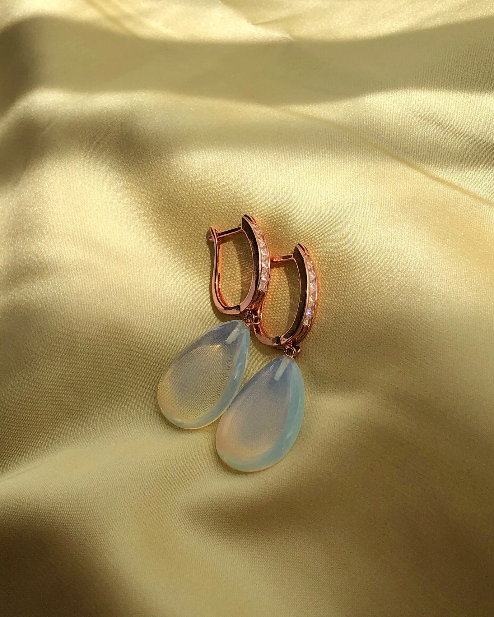 Statement Opalite Earrings Rose Gold Zircon Earrings Visit - Etsy