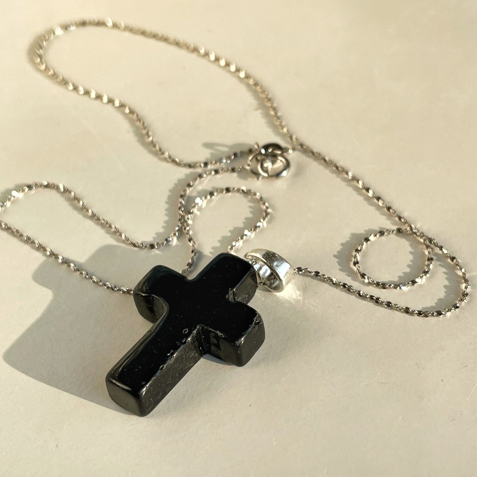 Black Obsidian Cross Pendant Hand Carved Natural Stone - Etsy