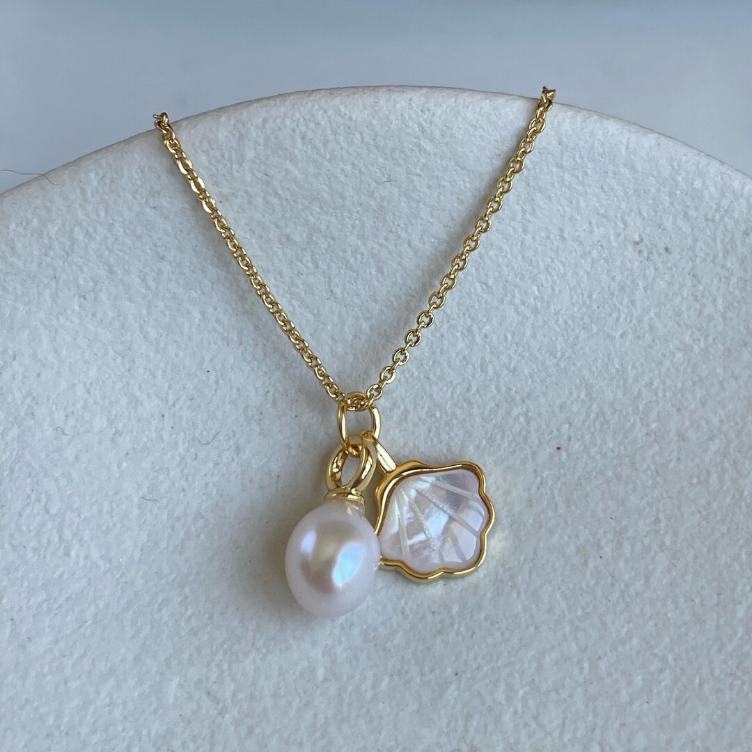 Elegant Island Shell Necklace 18k Gold Plated, Sterling Silver Chain ...