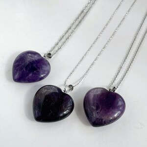 Deep Purple AMETHYST Heart Pendant, Natural Stone Gift, Mother's Day ...