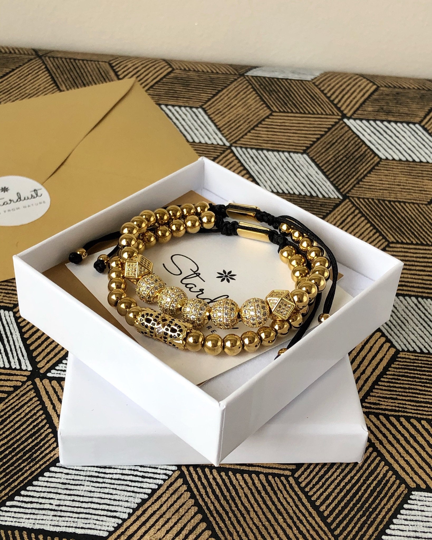 Luxury 18k Gold Filled Bracelet Set for Men, Gold Zircon Luxury 18k Gold Filled Bracelet Set for Men, Gold Zircon