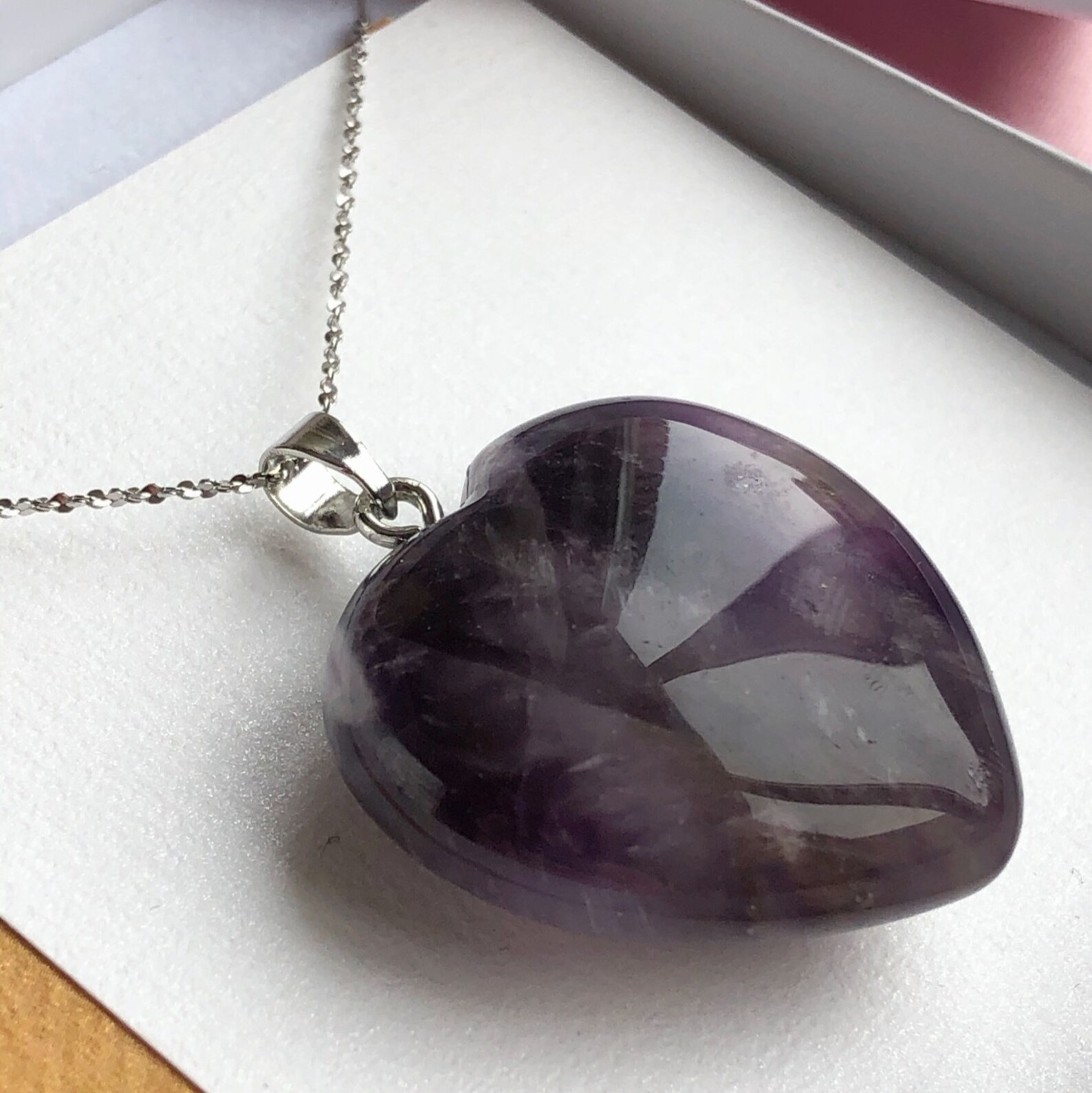 Deep Purple AMETHYST Heart Pendant, Natural Stone Gift, Mother's Day ...