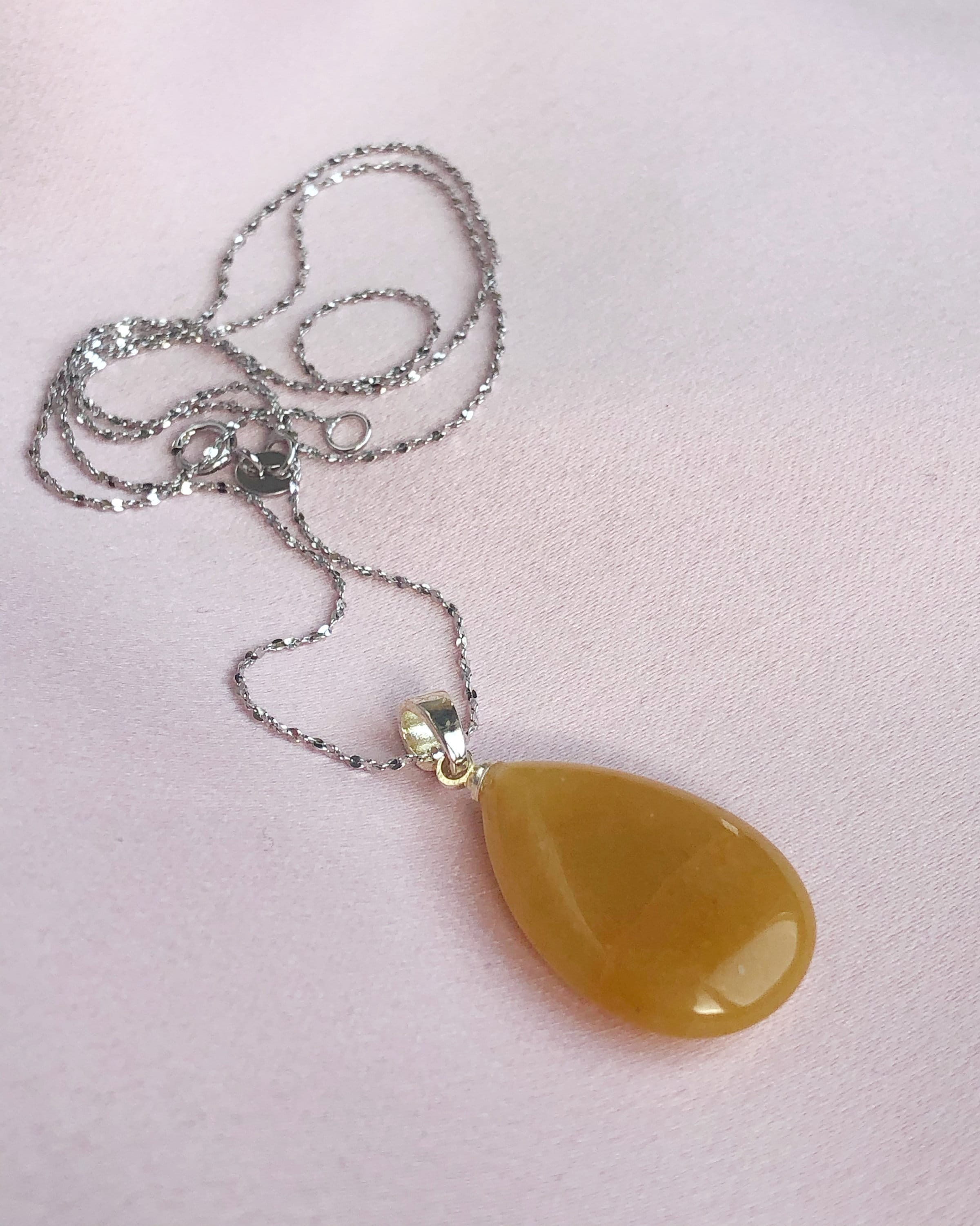 Yellow Jade Pendant Necklace, Chakra Healing Pendant, Gift for Lady ...