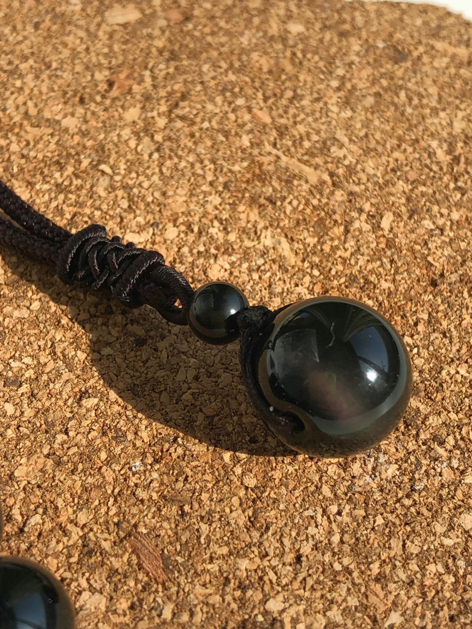 Soul Bodyguard - Genuine Black Obsidian, Round Pendant 16mm From Magma ...