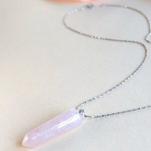 Rose Quartz Bullet Necklace, Natural Rose Quartz Point Necklace ...