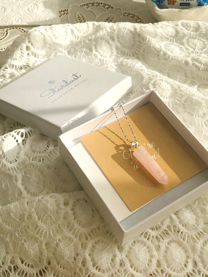 Rose Quartz Bullet Necklace Natural Rose Quartz Point - Etsy