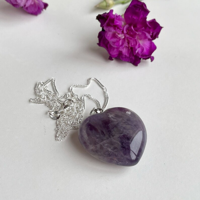 Deep Purple AMETHYST Heart Pendant, Natural Stone Gift, Mother's Day ...