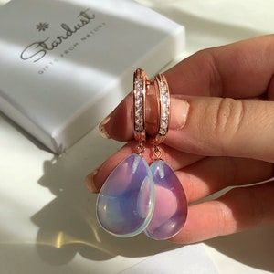 Statement Opalite Earrings, Rose Gold Zircon Earrings, Visit to See ...