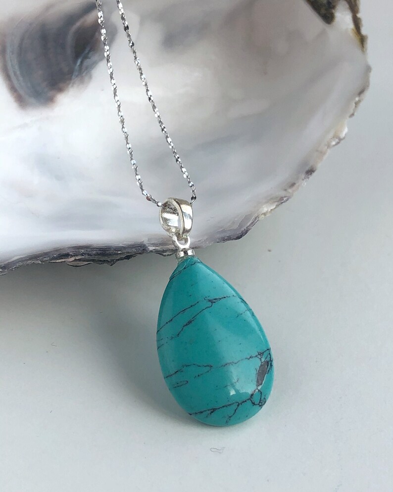 Turquoise Drop Pendant, Minimalist Jewelry for Women, Bridesmaid Gift ...