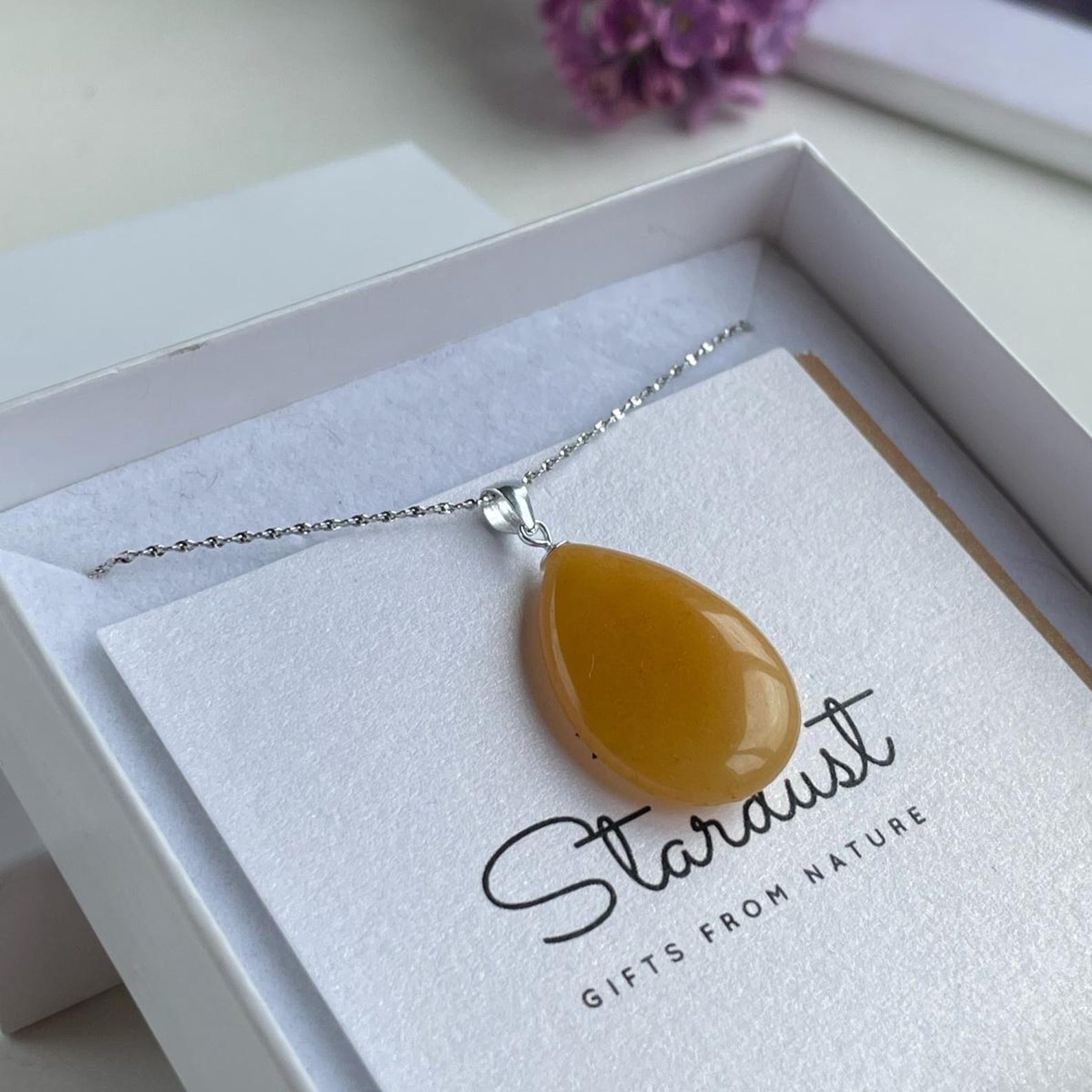 Yellow Jade Pendant Necklace, Chakra Healing Pendant, Gift for Lady ...