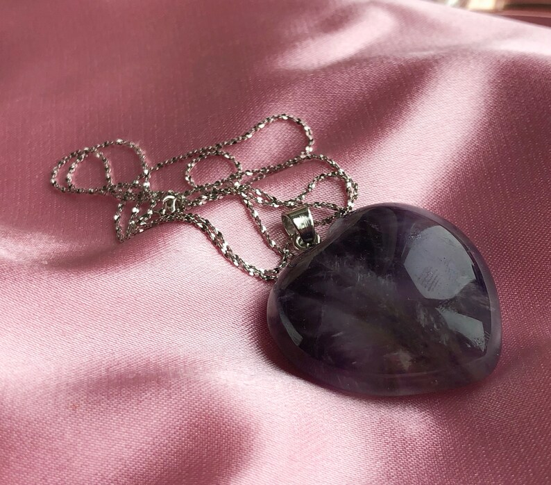 Deep Purple AMETHYST Heart Pendant, Natural Stone Gift, Mother's Day ...