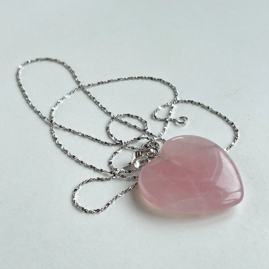 Pink Heart Rose Quartz Pendant valentine's day gift | Etsy