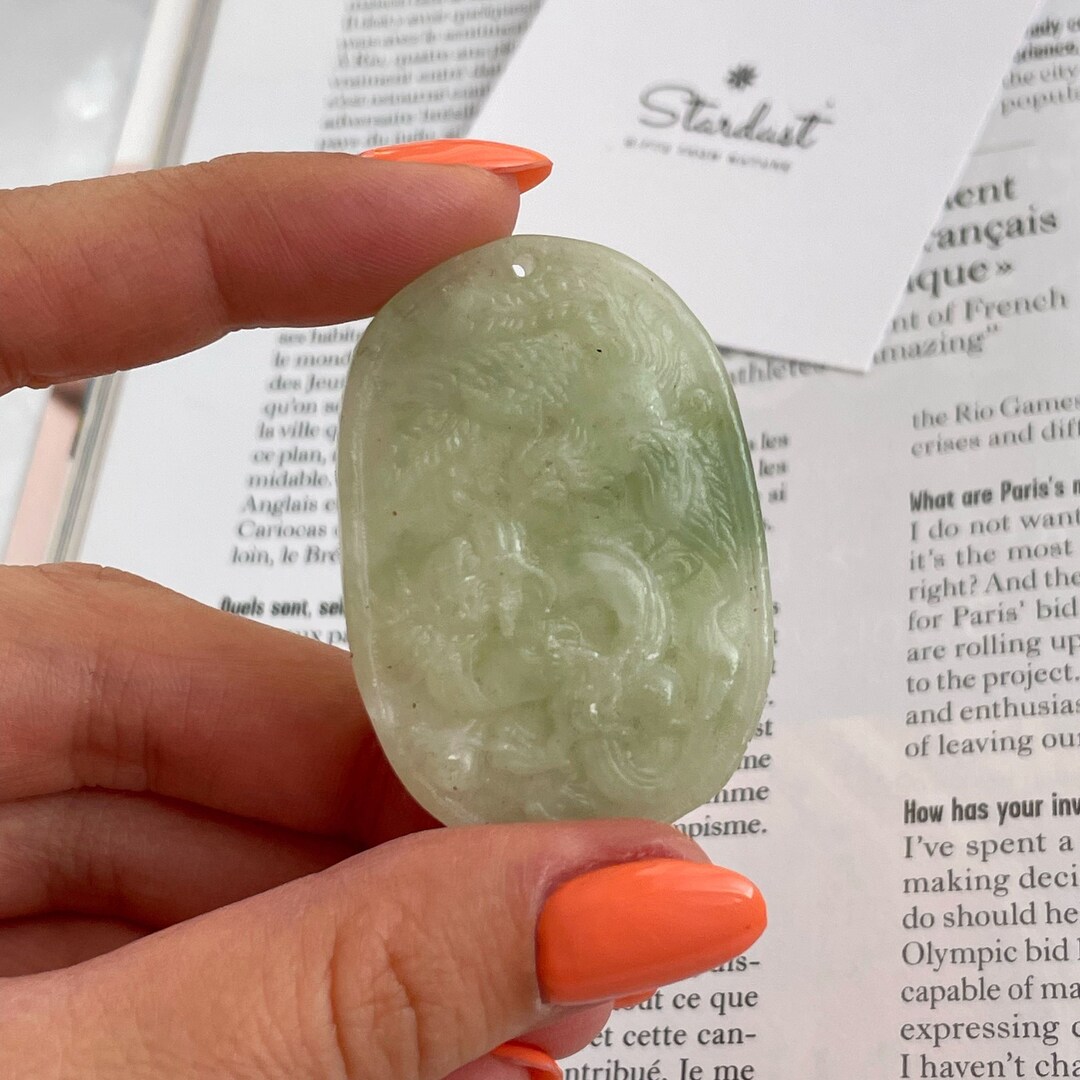 Green Jade Carved Dragon Pendant, Chinese Nephrite, Luxury Natural ...